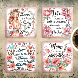 Mother's Day Square Coaster Sublimation Design, Mother's Day Coaster ...