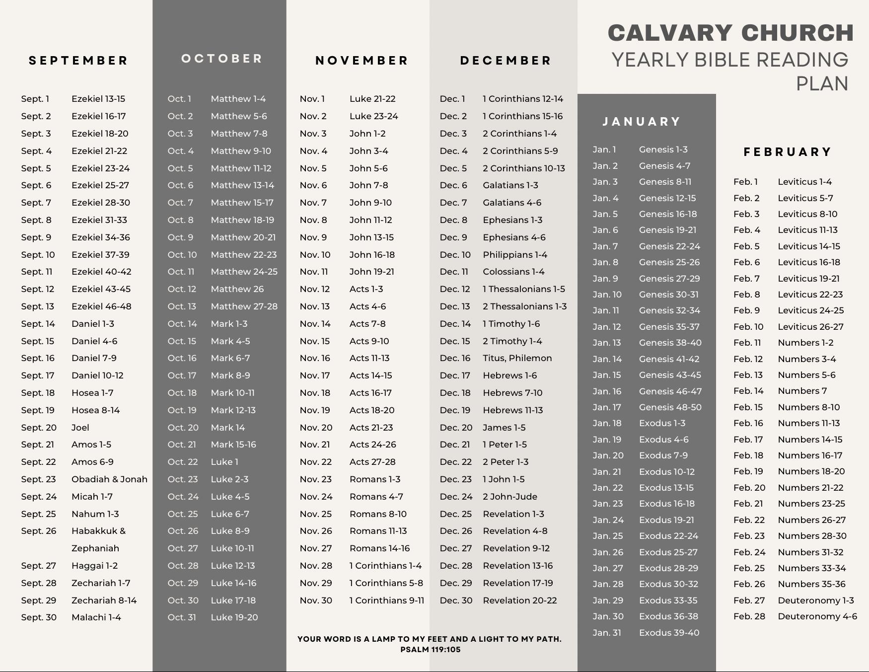 Customizable Yearly Bible Reading Plan (365 Days) Trifold Brochure ...
