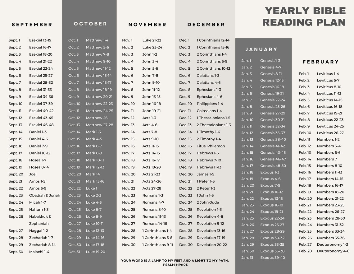 Yearly Bible Reading Plan (365 Days) Trifold Brochure / Daily Bible ...