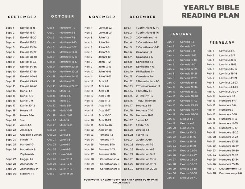 Yearly Bible Reading Plan (365 Days) Trifold Brochure / Daily Bible ...