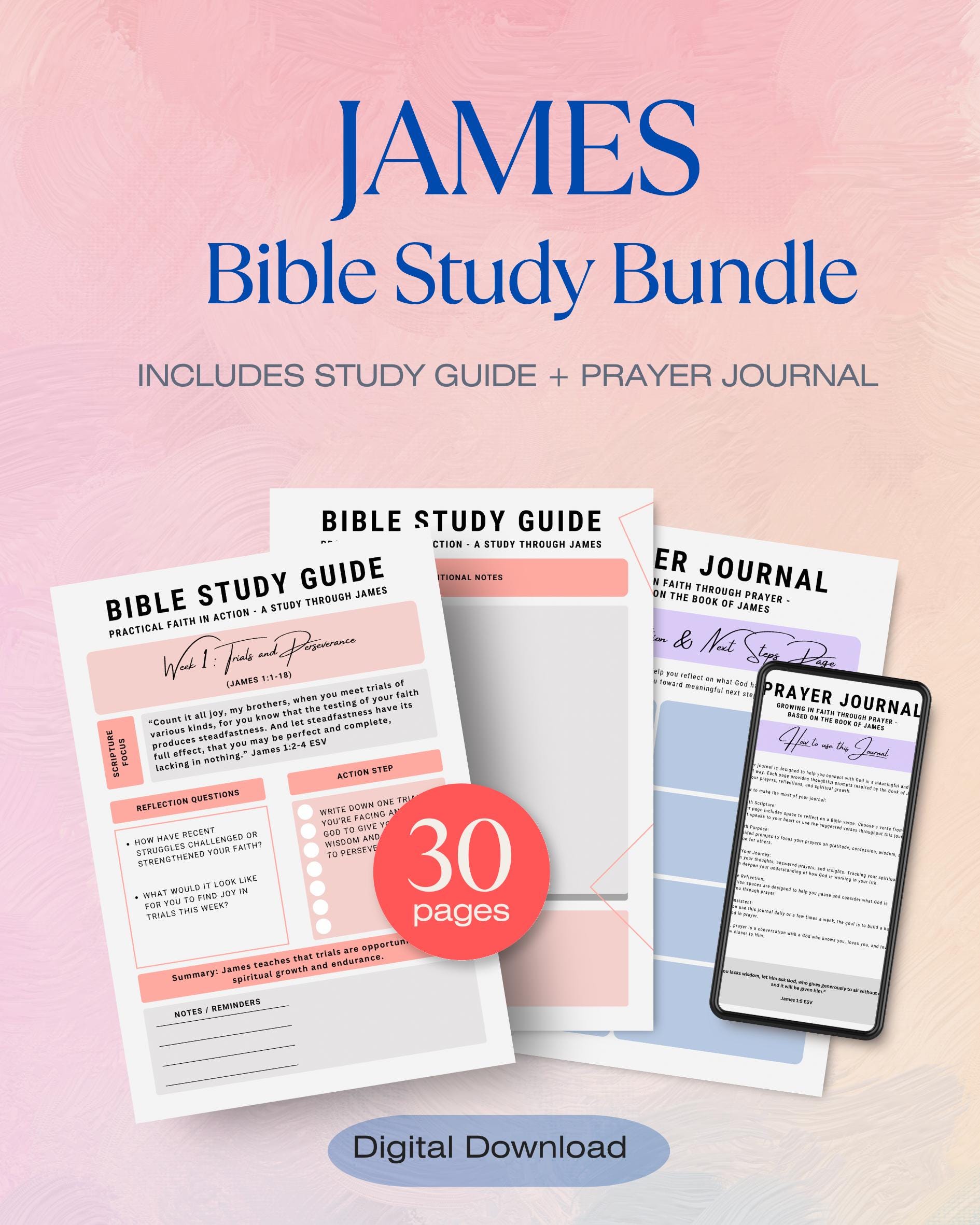James Bible Study Bundle | Bible Study Guide and Prayer Journal ...