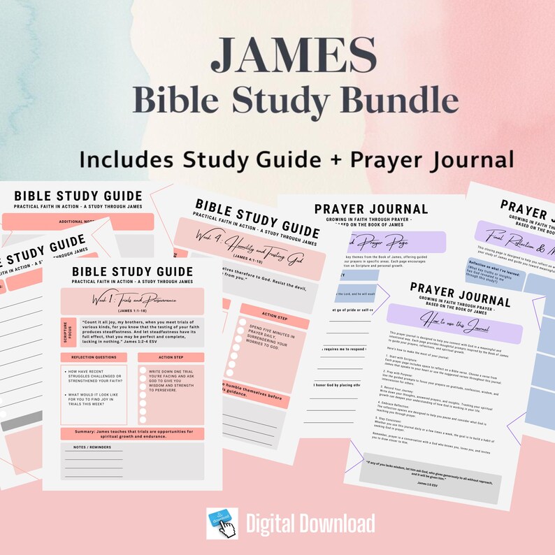 James Bible Study Bundle | Bible Study Guide and Prayer Journal ...