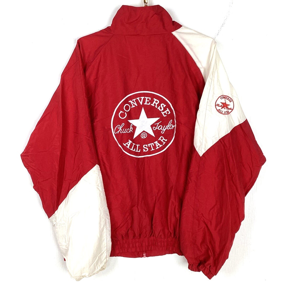 Vintage Converse Chuck Taylor Windbreaker Jacket Size 3XL Red Full Zip ...