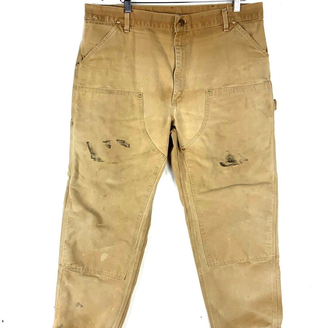 Vintage Carhartt Double Knee Dungaree Canvas Workwear Pants Size 40x32 ...