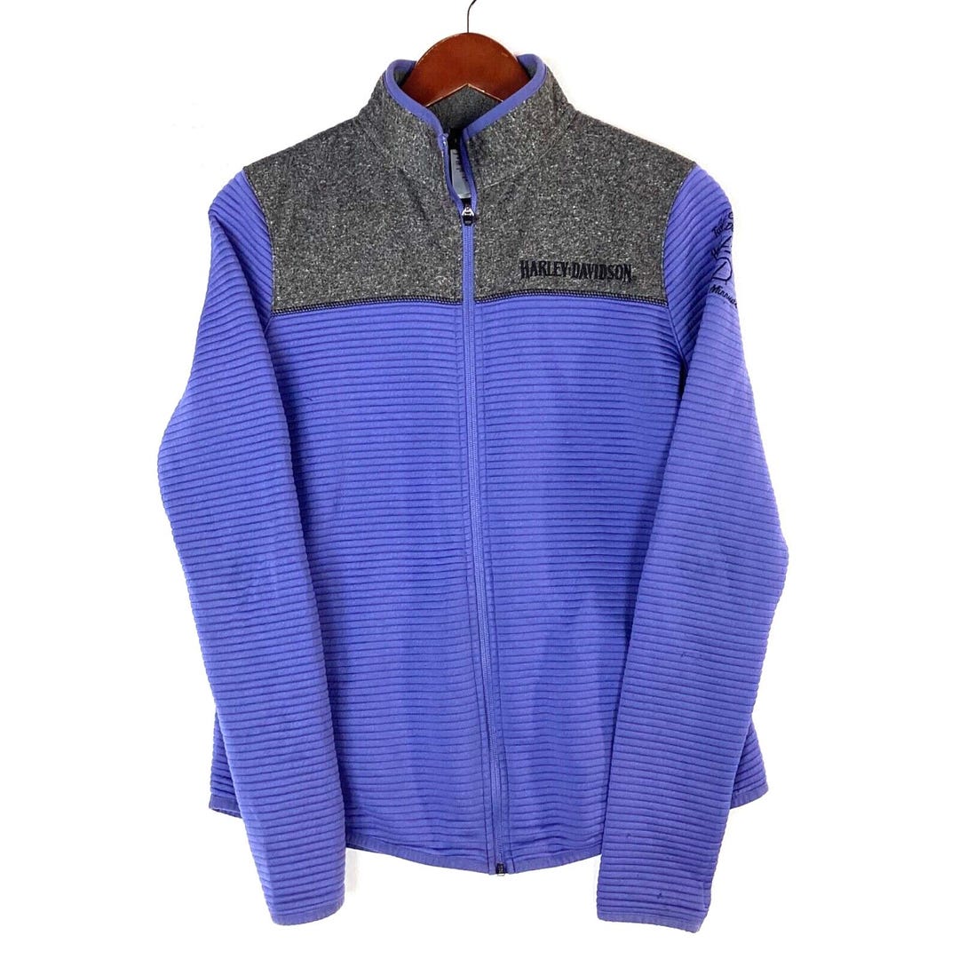 Harley Davidson Motorcycles Fleece Sweater Jacket Womens Medium Purple ...
