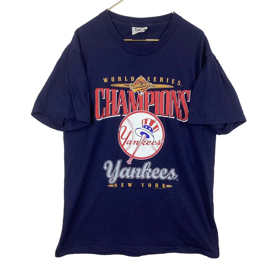 Vintage New York Yankees Nutmeg T-shirt Large Blue 90s 1996 World ...