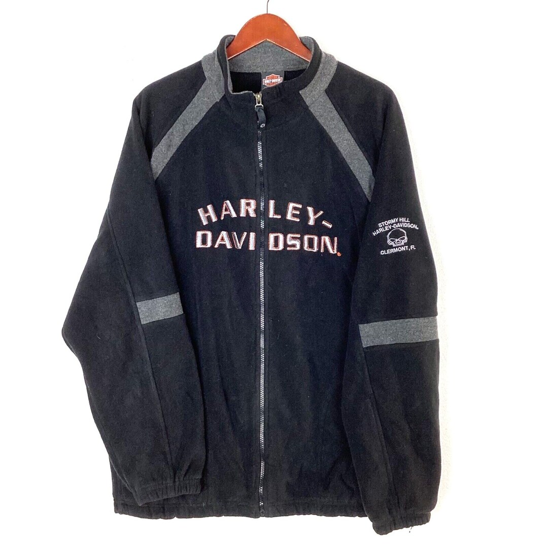 Harley Davidson Motorcycles Fleece Sweater Jacket Extra Large Black ...