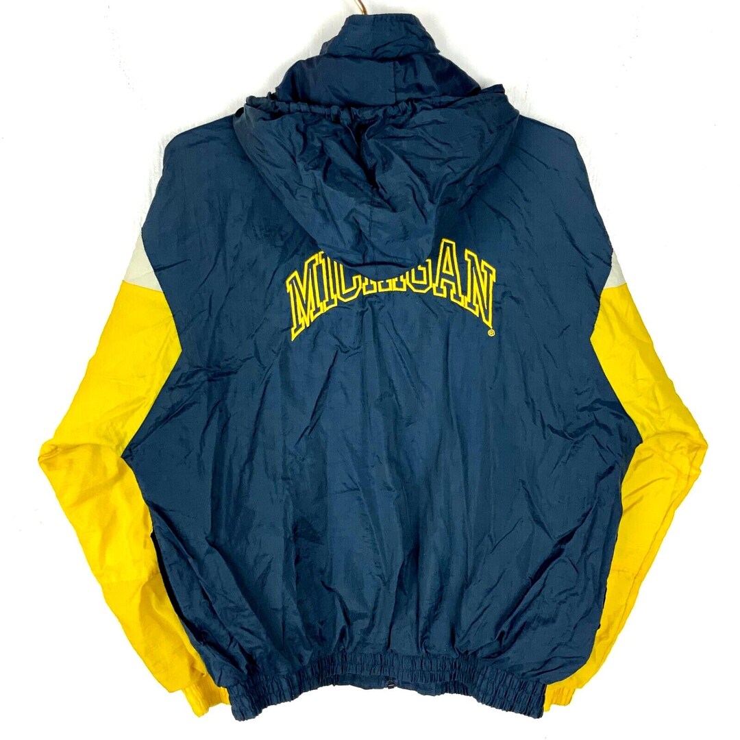 Vintage Michigan State Windbreaker Jacket XL Full Zip Blue Logo ...