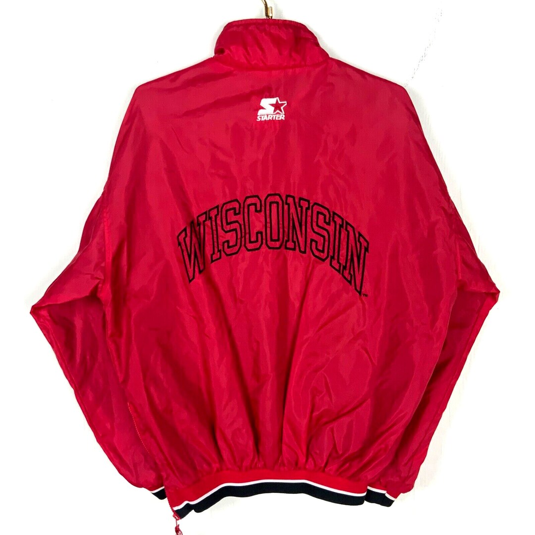 Vintage Wisconsin Badgers Starter Jacket Large Full Zip Windbreaker Red ...