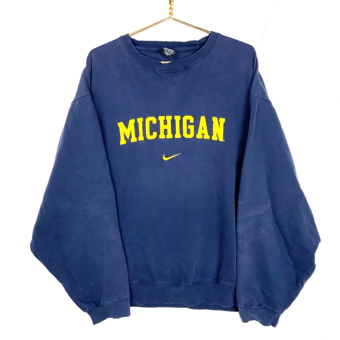 Vintage Michigan Wolverines Nike Sweatshirt 2XL Blue Ncaa Football 90s ...