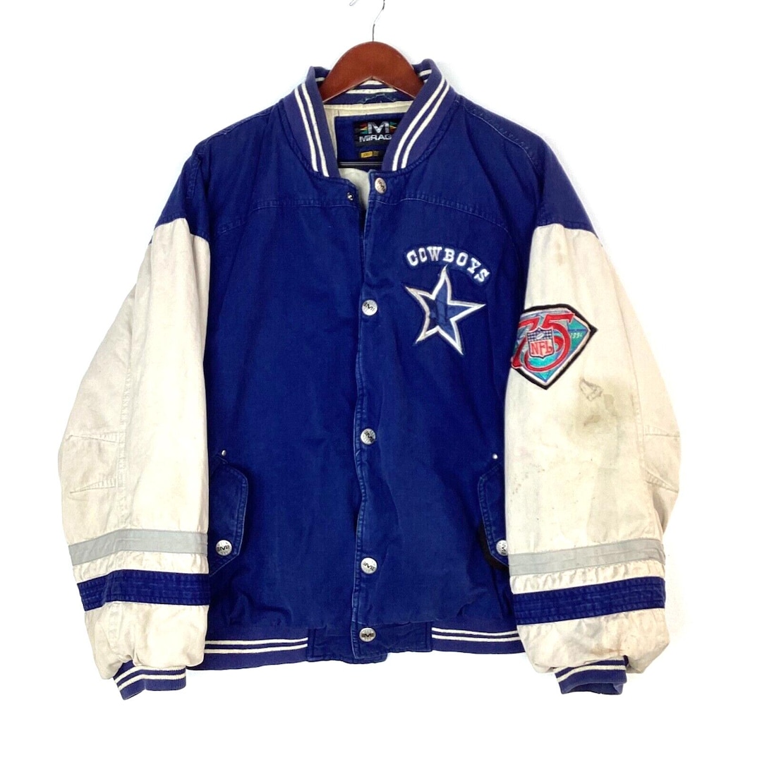 Vintage Dallas Cowboys Varsity Jacket 2XL Mirage Blue Nfl Football 90s ...