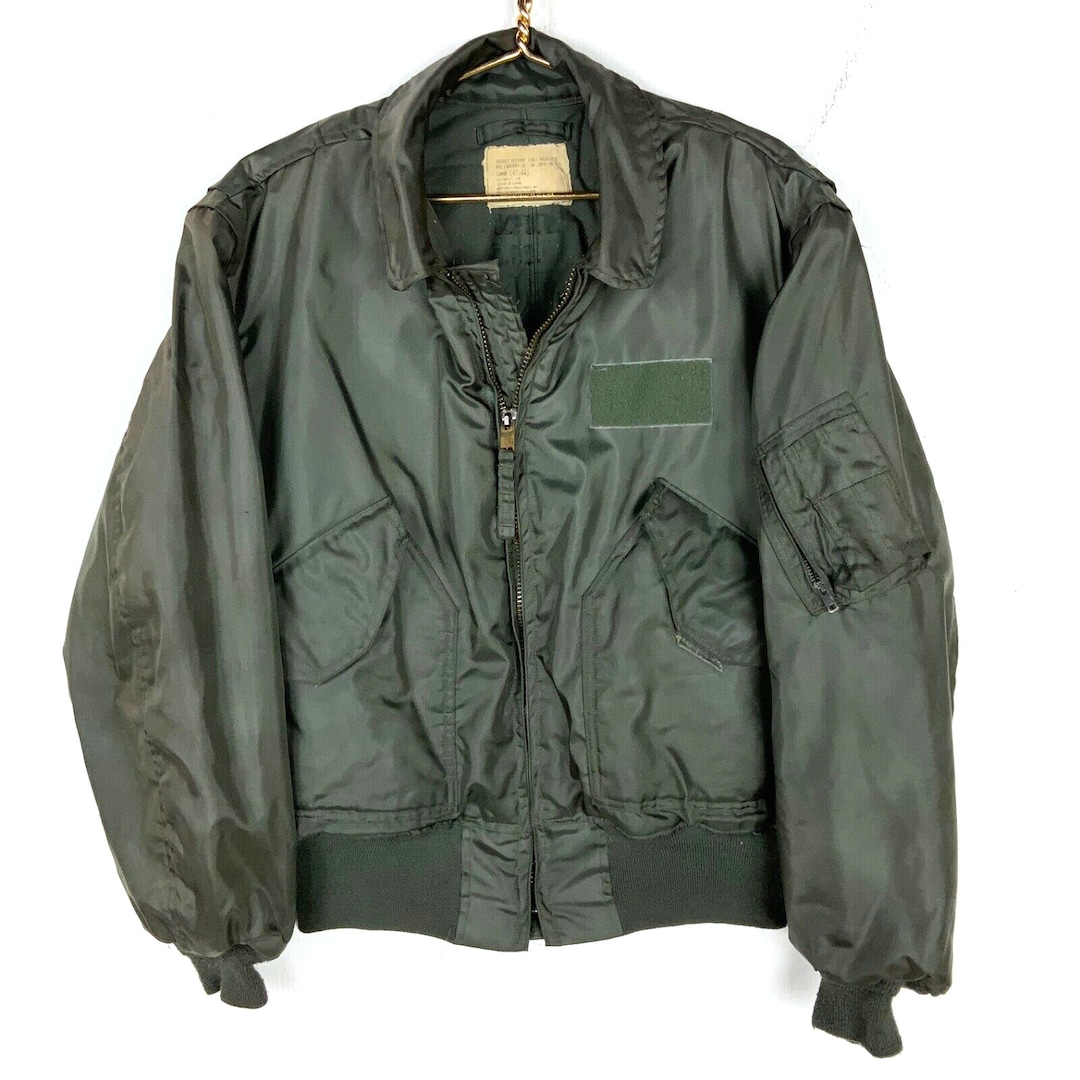 Vintage Us Military Flyers Jacket Large Full Zip Green 1976 Vietnam Era ...