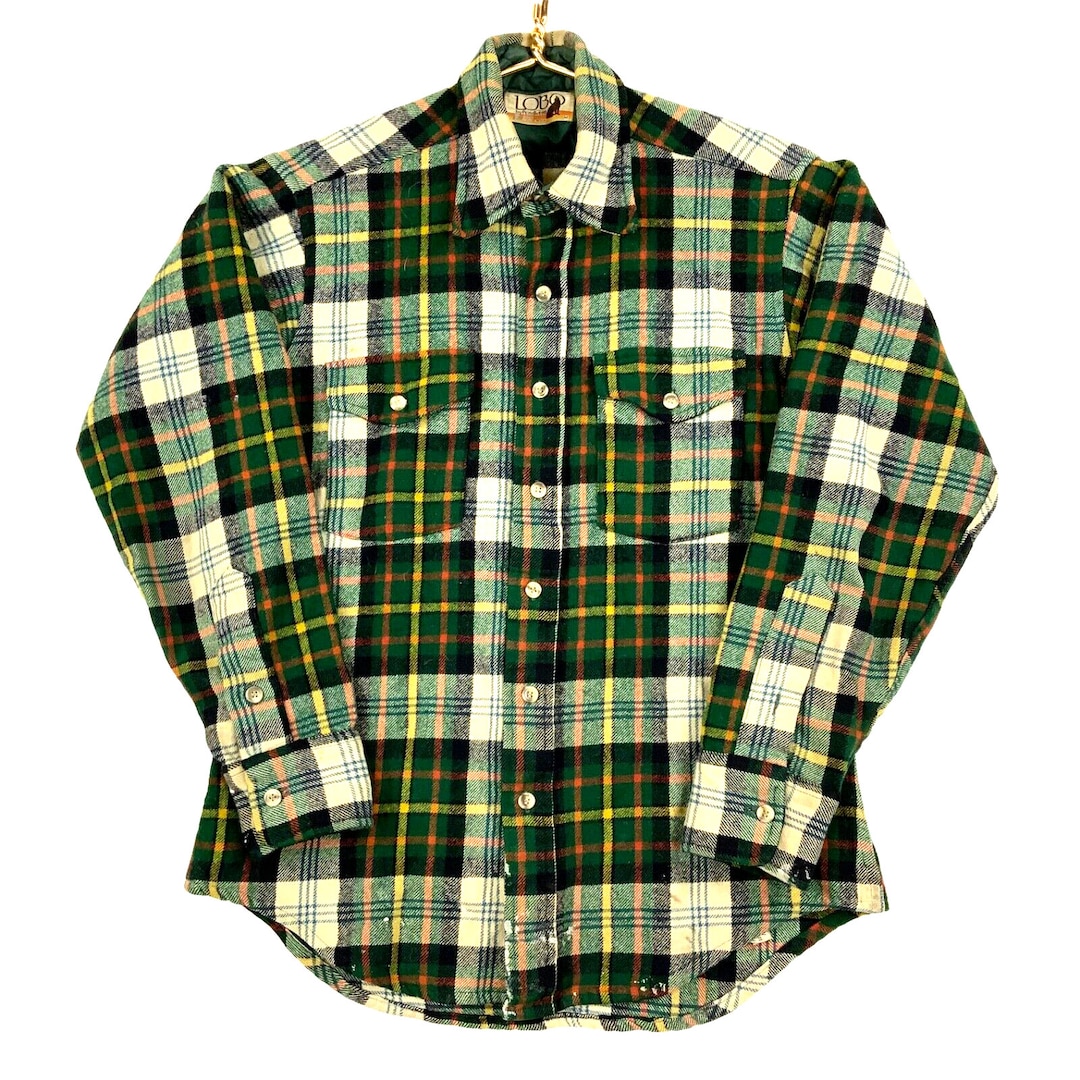 Vintage Lobo by Pendleton Wool Button up Shirt Size Medium Plaid Long ...