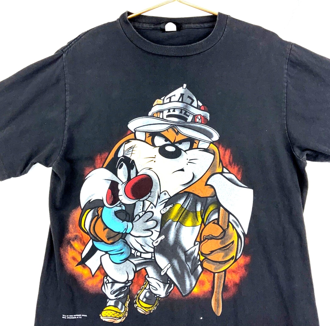 Vintage Taz Firefighter Looney Tunes Changes T-shirt Large - Etsy