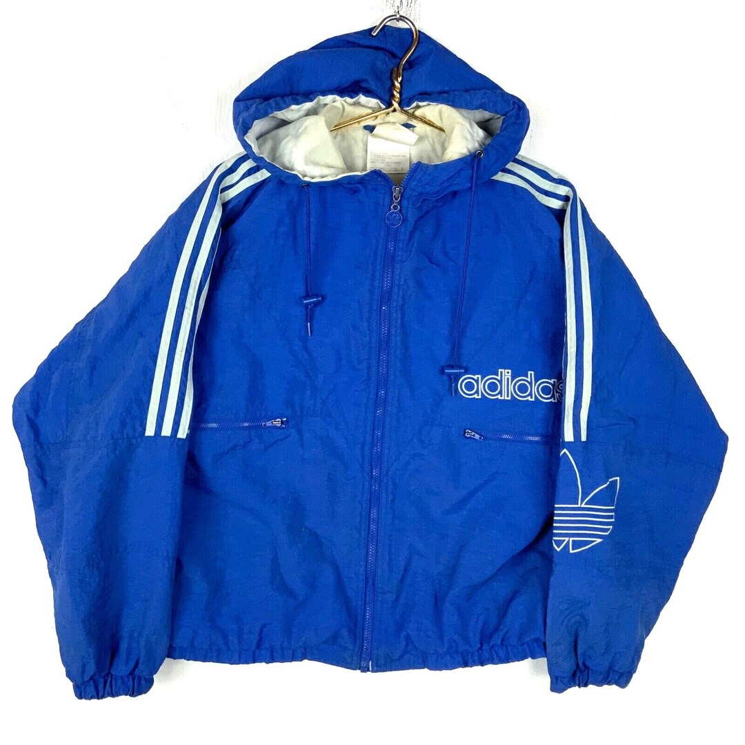 Vintage Adidas Trefoil Jacket Size Medium Blue Full Zip Light Puffer ...