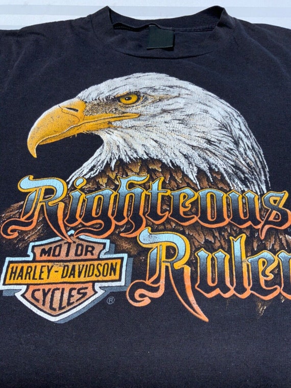 Vintage Harley Davidson 3D Emblem Righteous Ruler T-S… - Gem