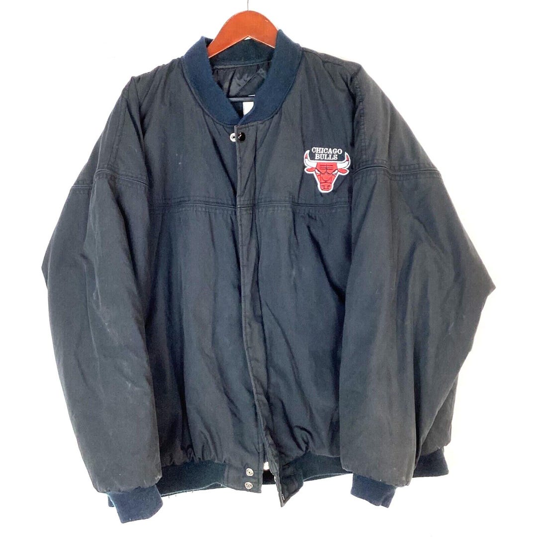 Vintage Chicago Bulls Puffer Insulated Jacket 2XL Black Nba Basketball ...