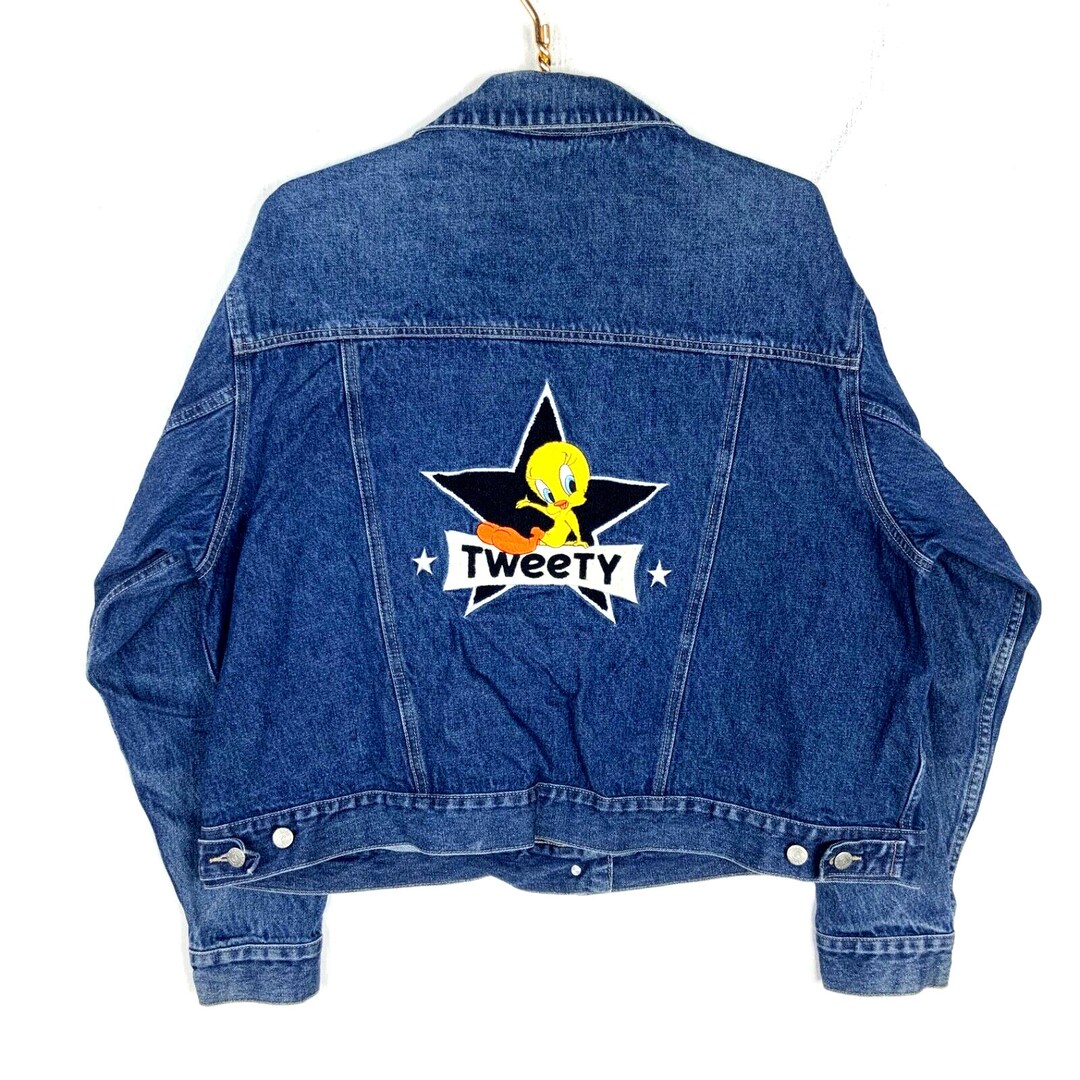 Vintage Warner Bros Tweety Bird Denim Jean Jacket 2XL Blue Dark Wash - Etsy