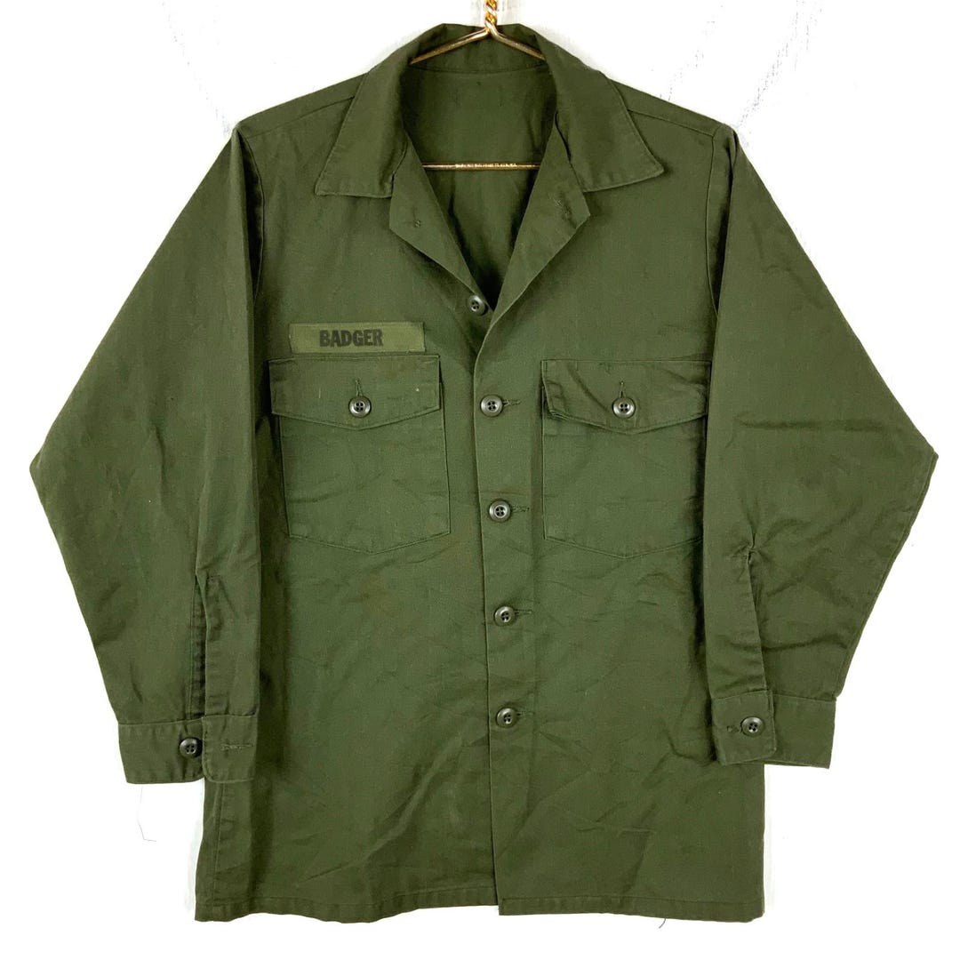 Vintage Us Army Og-507 Button up Shirt Size Large Green 1978 70s - Etsy
