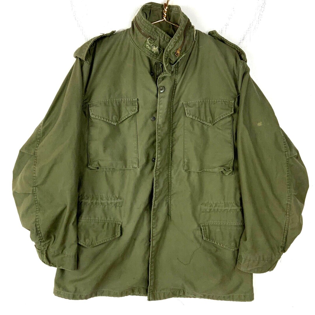 Vintage Alpha Industries Military Field Jacket Size Medium Long Green ...
