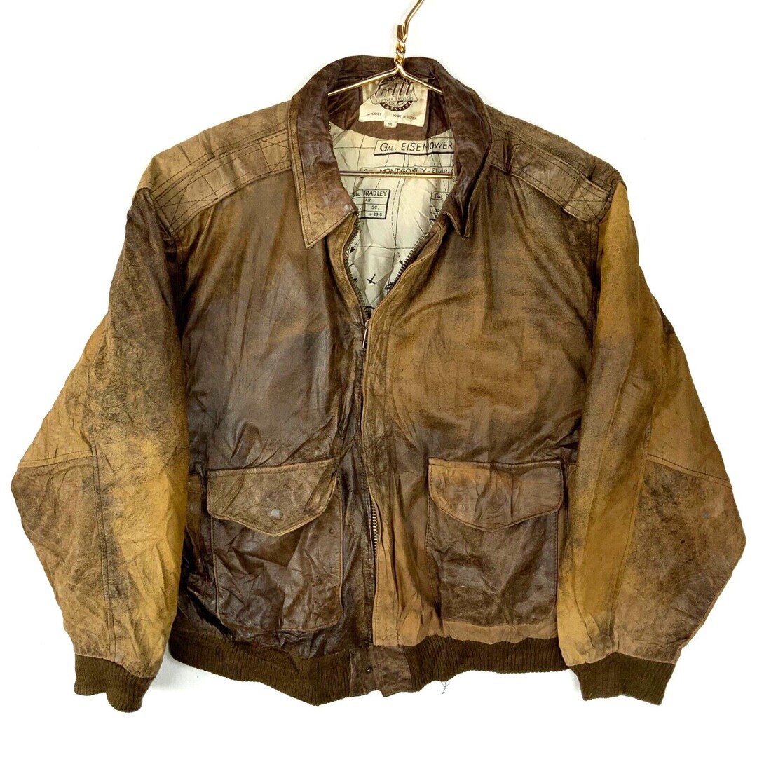 Vintage G-III Leather Bomber Jacket Size Medium Brown Lined Full Zip - Etsy