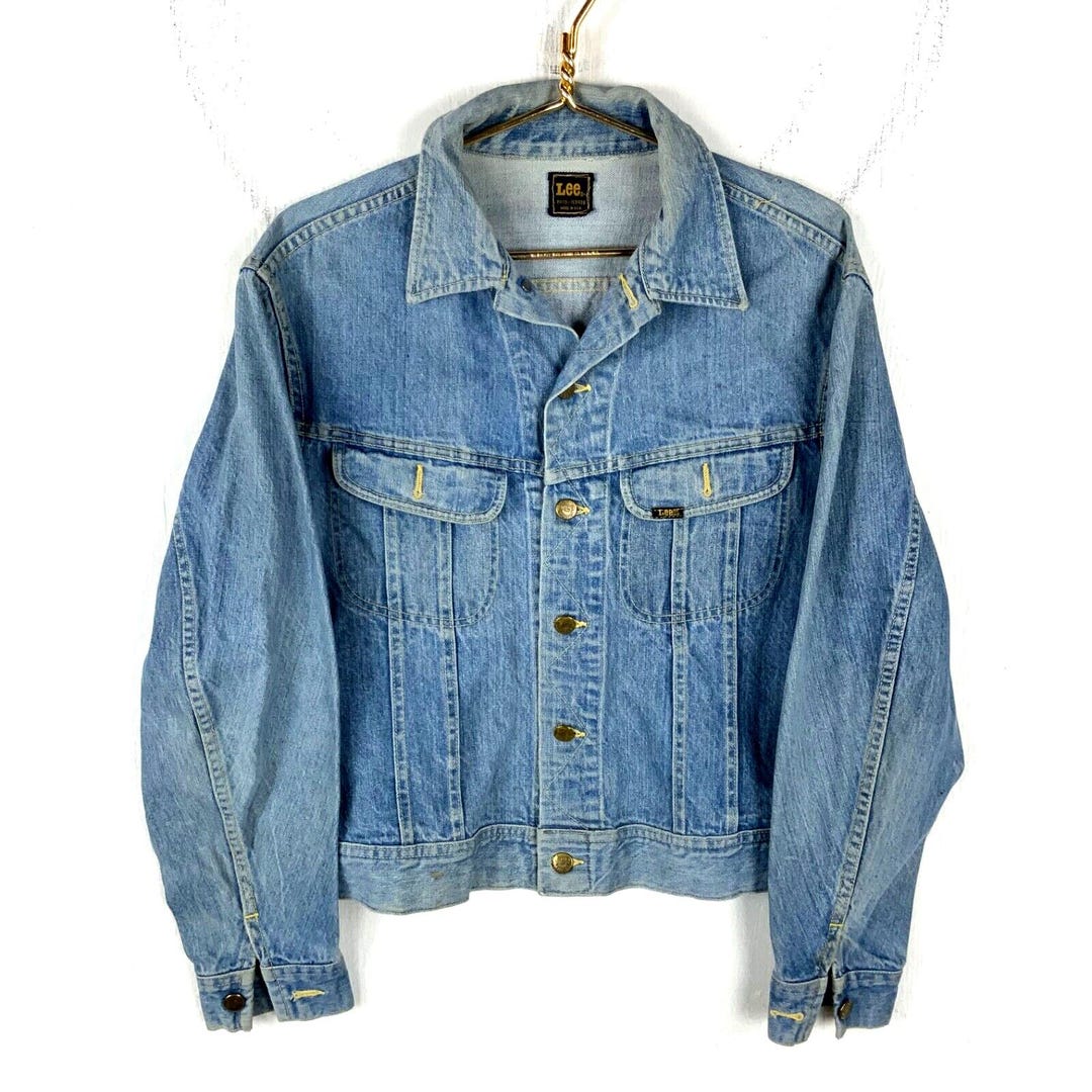 Vintage Lee 1970s Denim Jean Jacket Medium Blue Light Wash - Etsy