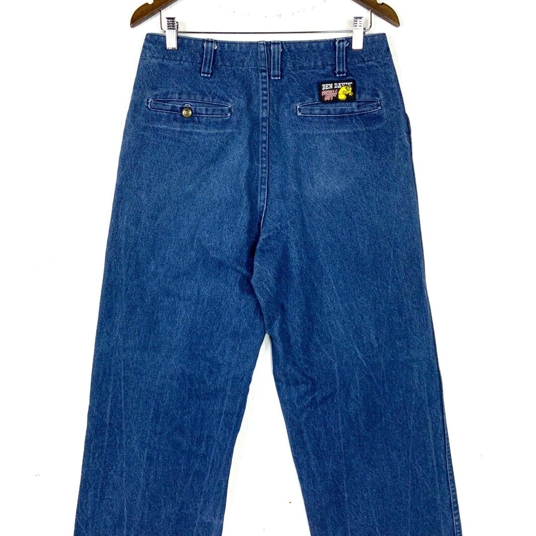 Y2K Ben Davis Gorilla Cut Denim Jean Size 32x31.5 Blue Baggy Wide Pants ...