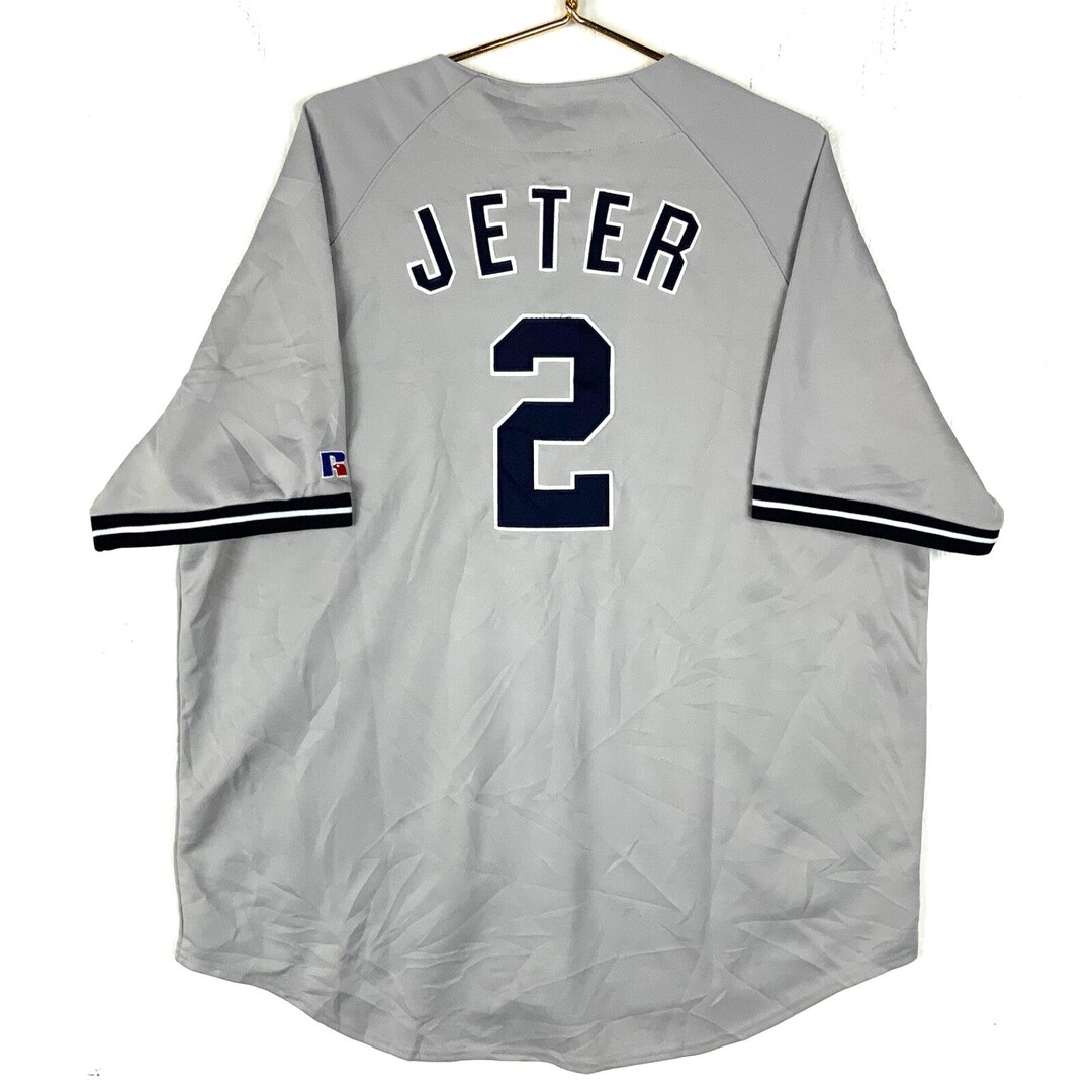 Vintage New York Yankees Russell Jersey Size 2XL Gray Mlb Baseball Derek Jeter - Etsy