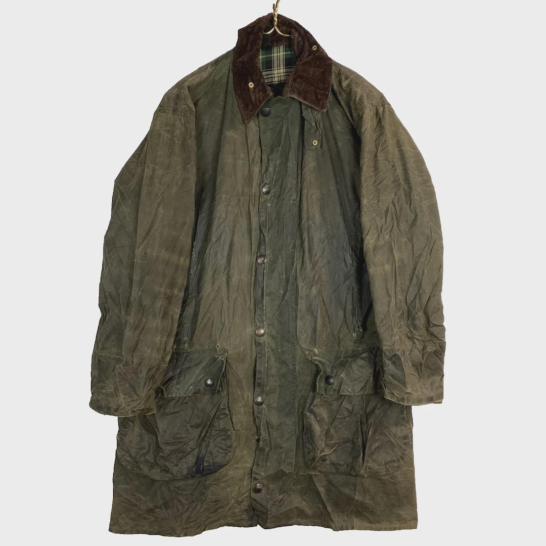 Vintage Barbour Border Wax Chore Jacket Size 38 Distressed Green Made ...