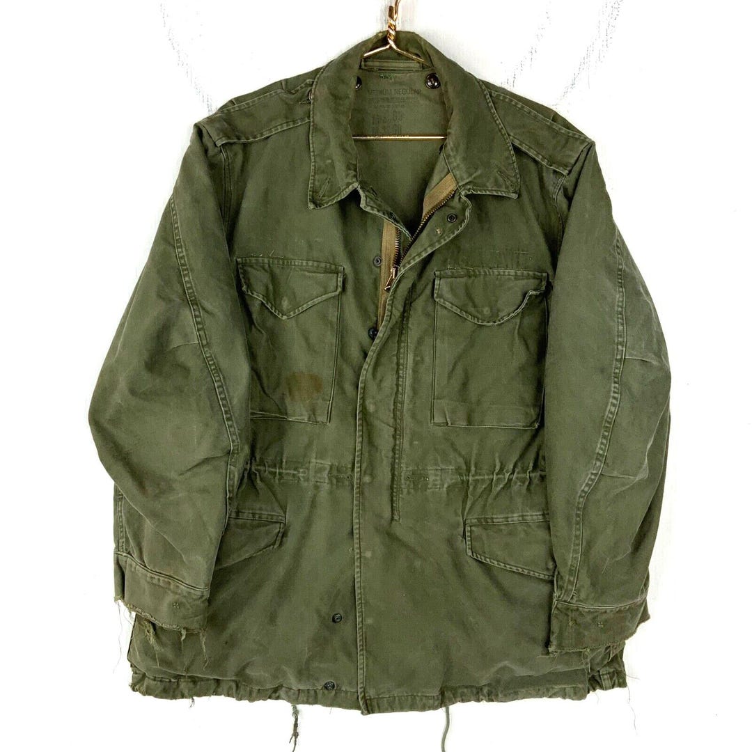 Vintage Us Military M-1951 Jacket Size Medium Green Full Zip Distressed ...