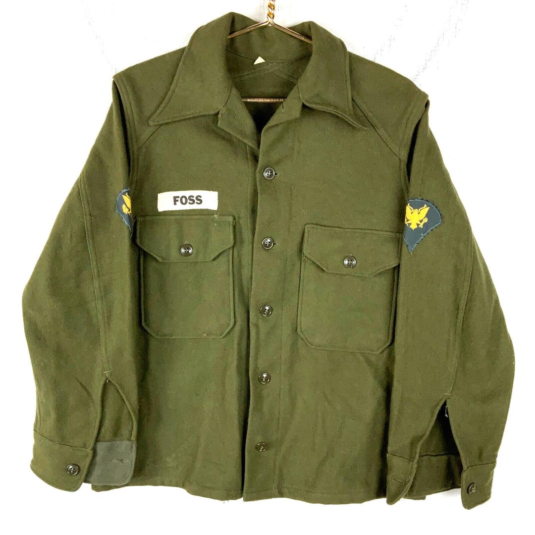 Vintage Us Army Wool Field Shirt Size Medium 1951 Green Korean War 50s ...