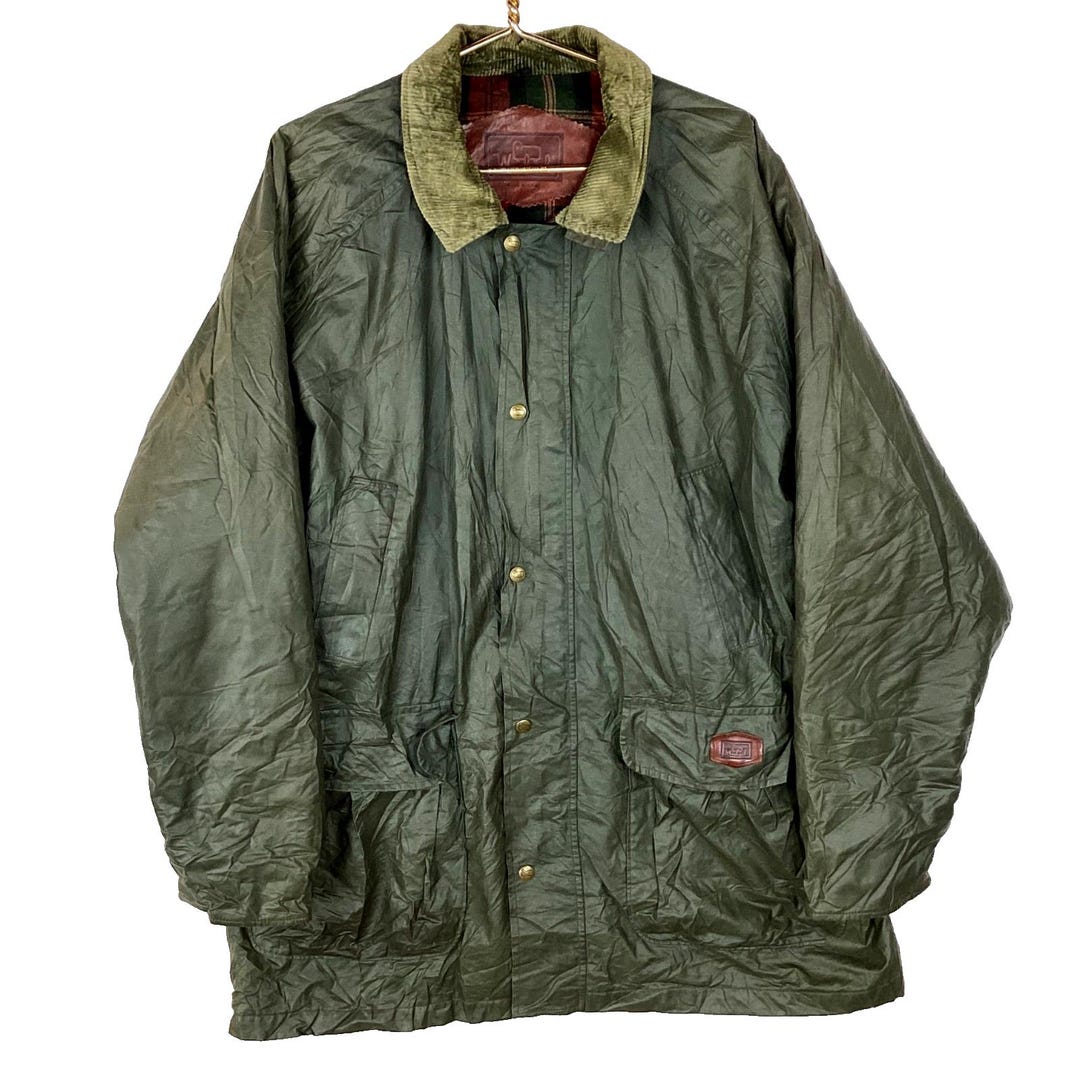 Vintage Woolrich Oiled Barn Coat Jacket Xl Green Made Usa 90s Plaid ...