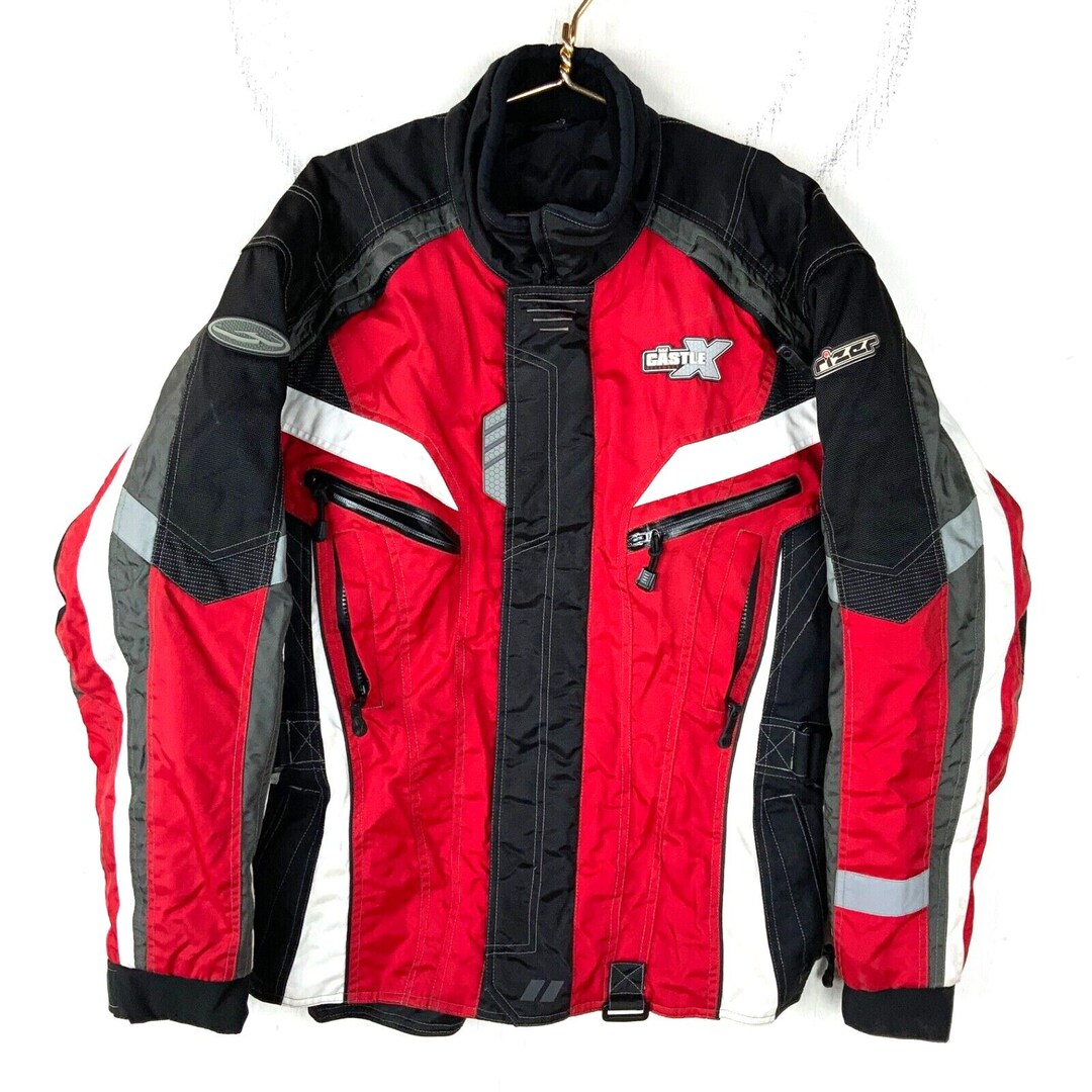 Vintage Castle X Snowmobile Racing Jacket Size Large Red Lined Full Zip ...