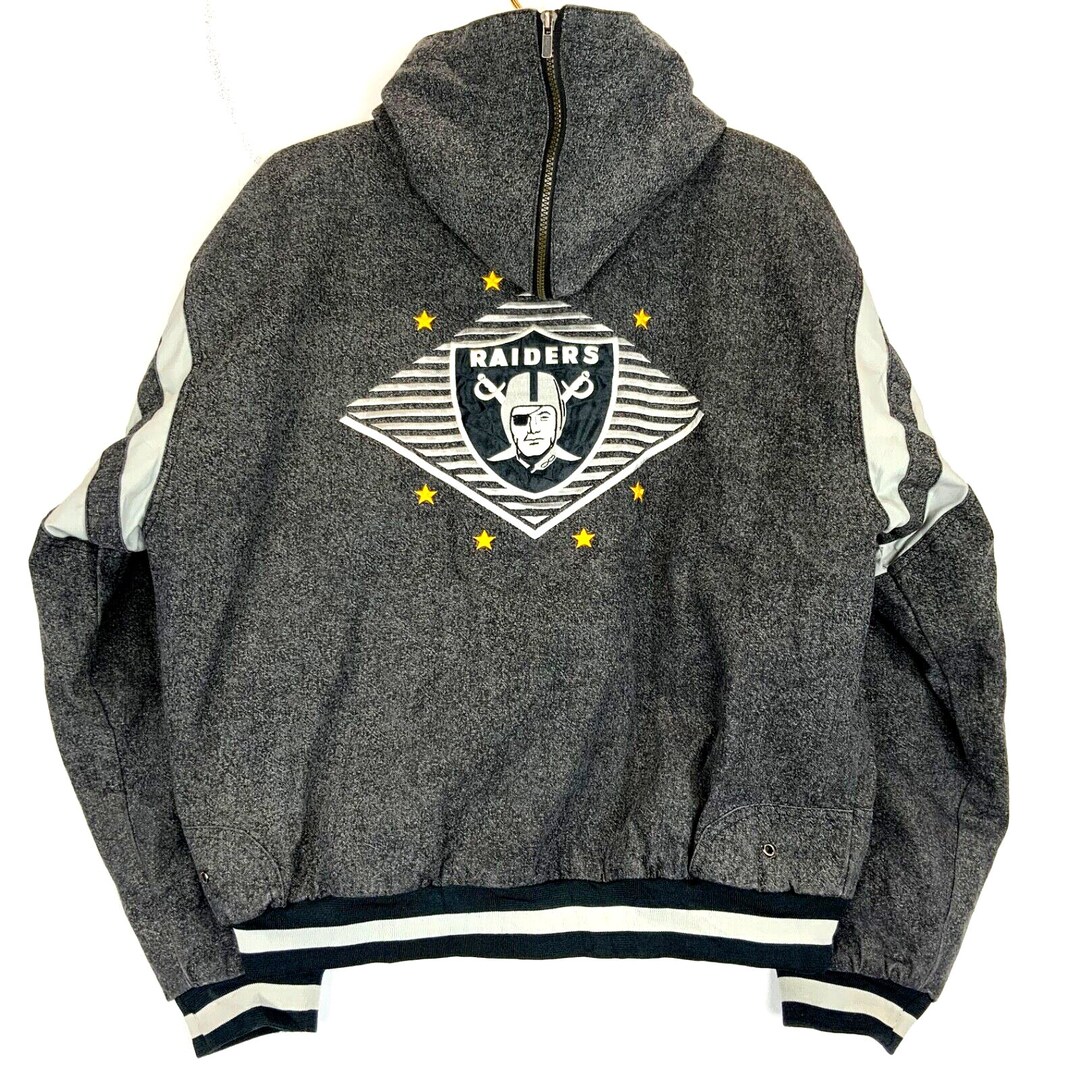 Vintage Los Angeles Raiders Starter Bomber Jacket Size Medium Gray Nfl ...