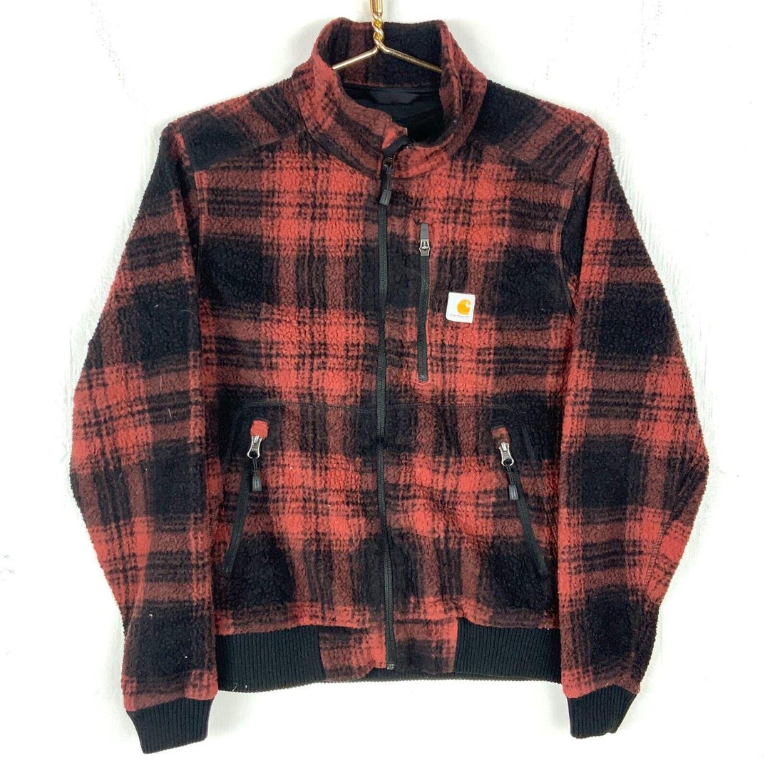 Carhartt Closeout High Pile Fleece Sweater Jacket Womens Size Small Red ...