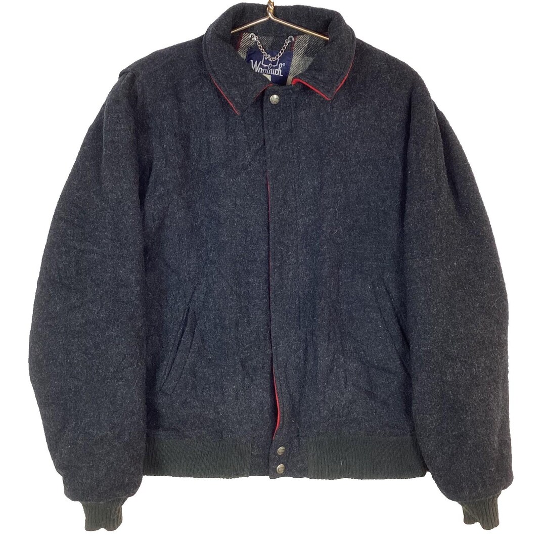 Vintage Woolrich Wool Bomber Jacket Large Made Usa Plaid Lined Flannel ...