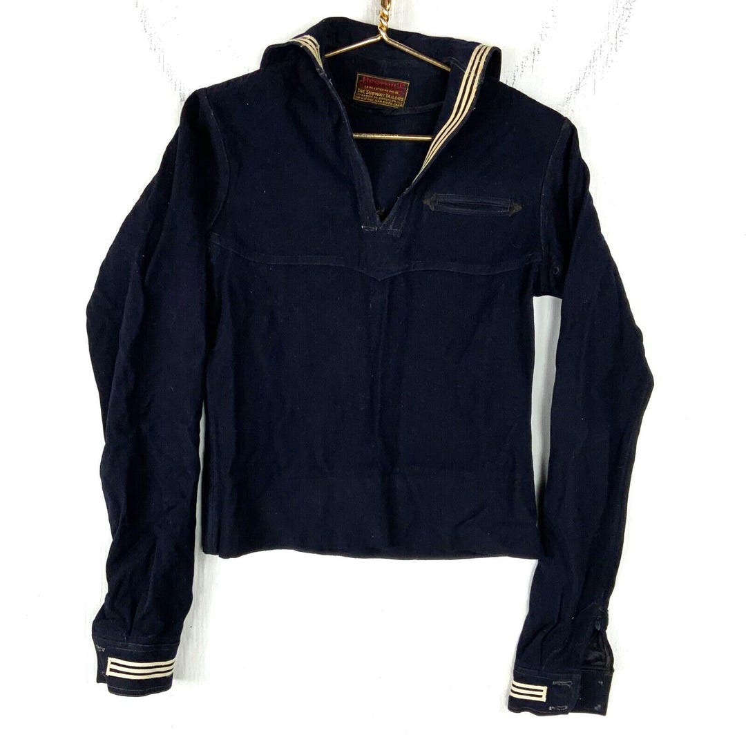 Vintage Us Navy Uniform Wool Top Sailor Shirt Crackerjack Size Small ...