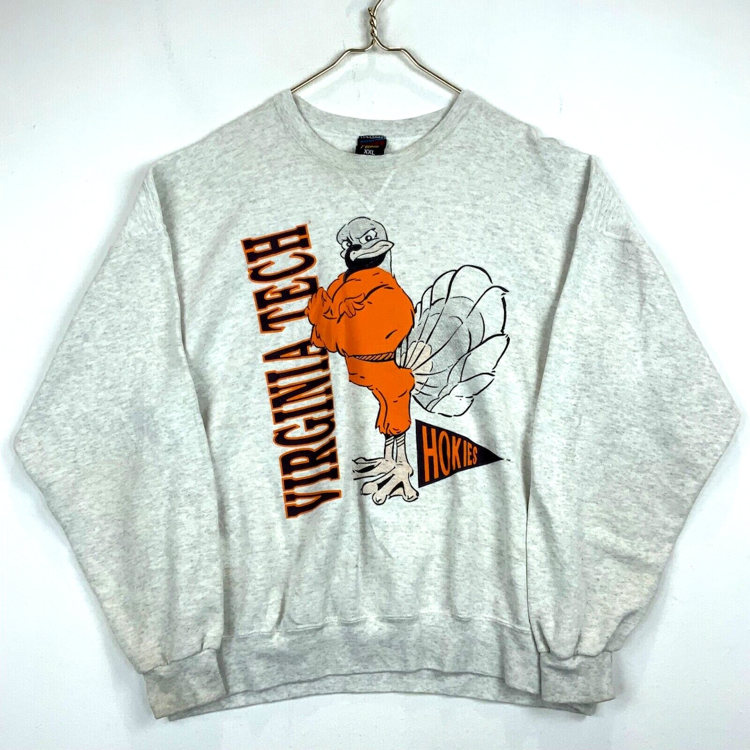 Vintage Virginia Tech Hokies Sweatshirt Crewneck Size 2XL Gray Ncaa ...