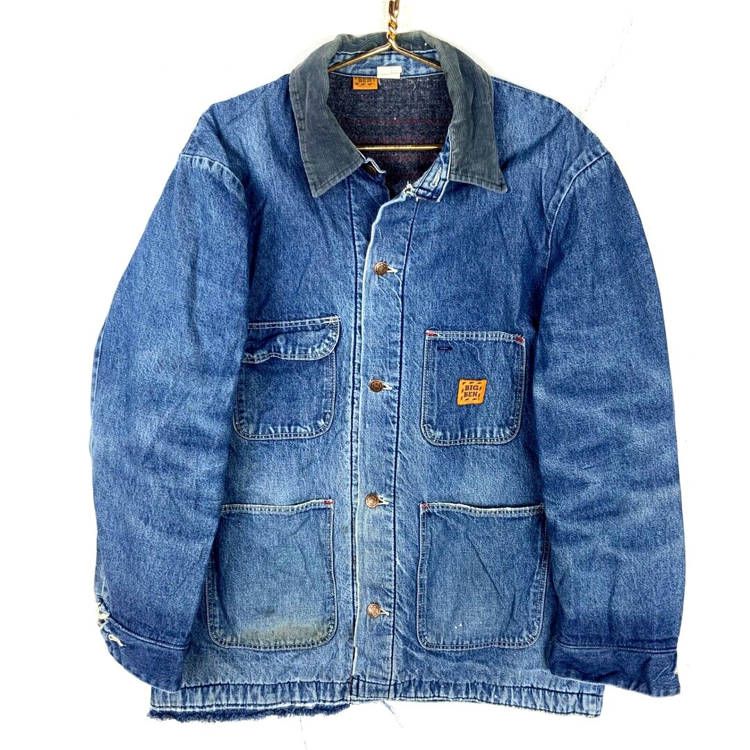 Vintage Wrangler Big Ben Denim Chore Jacket Size 42 Workwear Blanket Lined - Etsy
