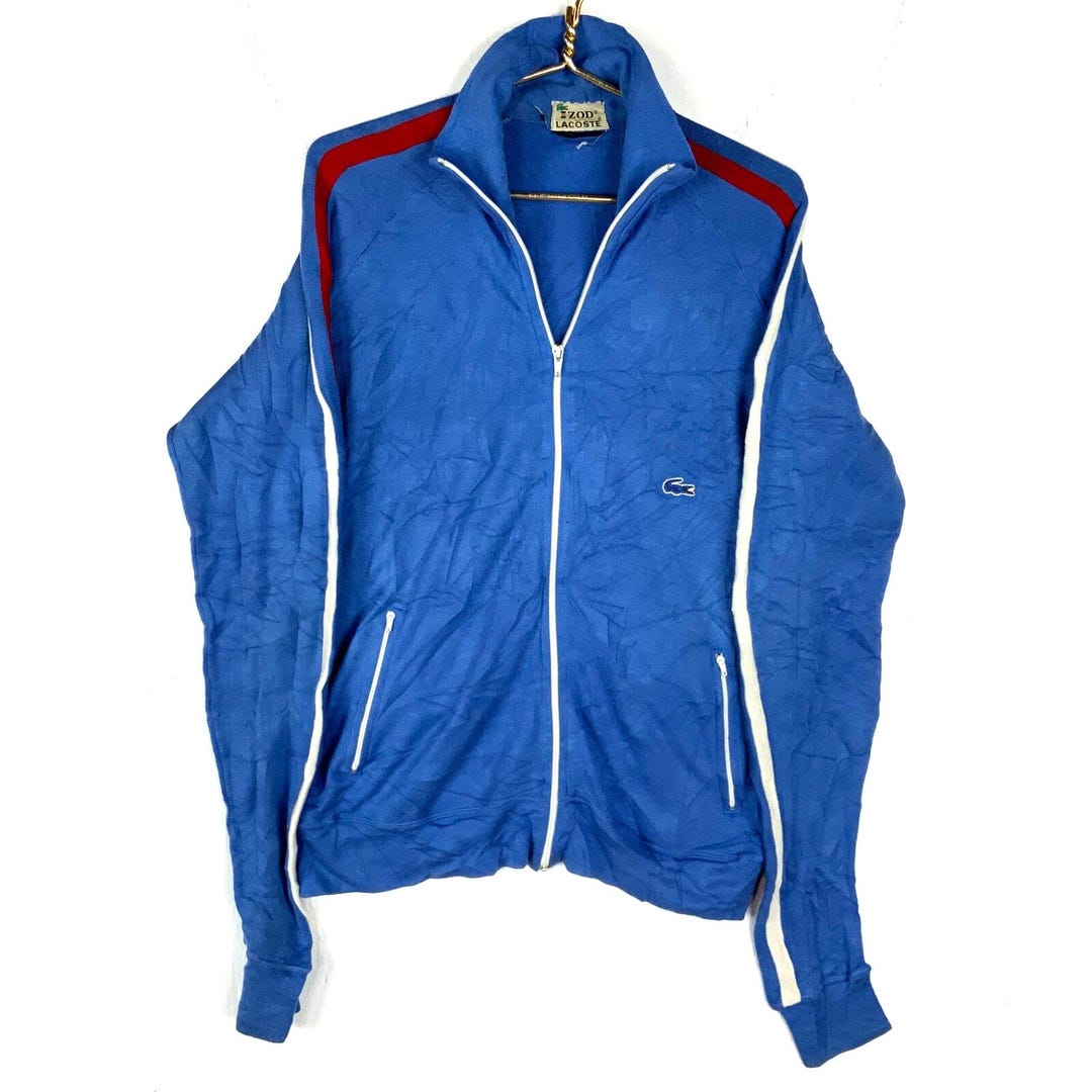 Vintage Izod Lacoste Track Jacket Sweatshirt Size Medium Blue Full Zip ...