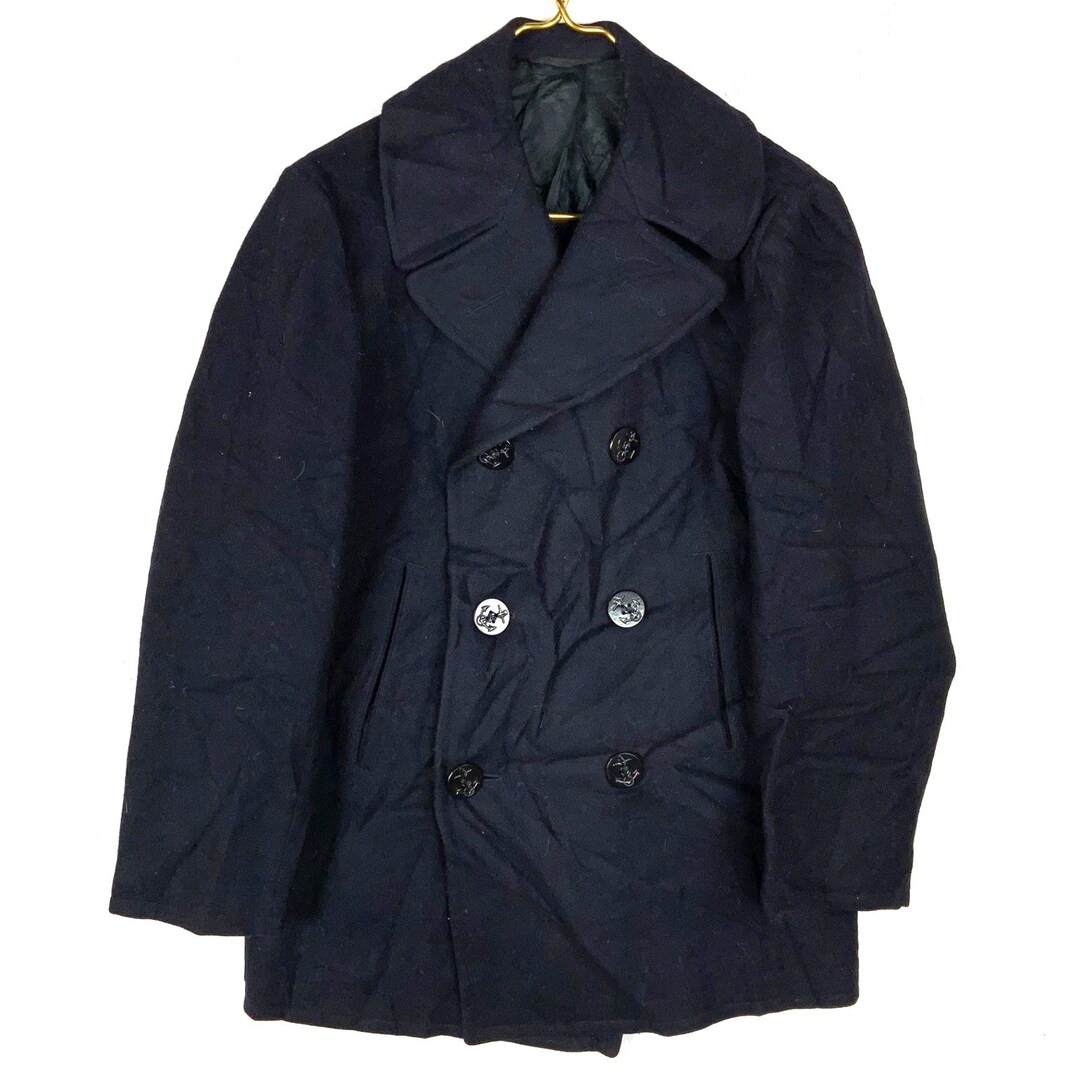 Vintage Us Army Wool Peacoat Jacket Size 36R Blue Button up Vietnam Era ...