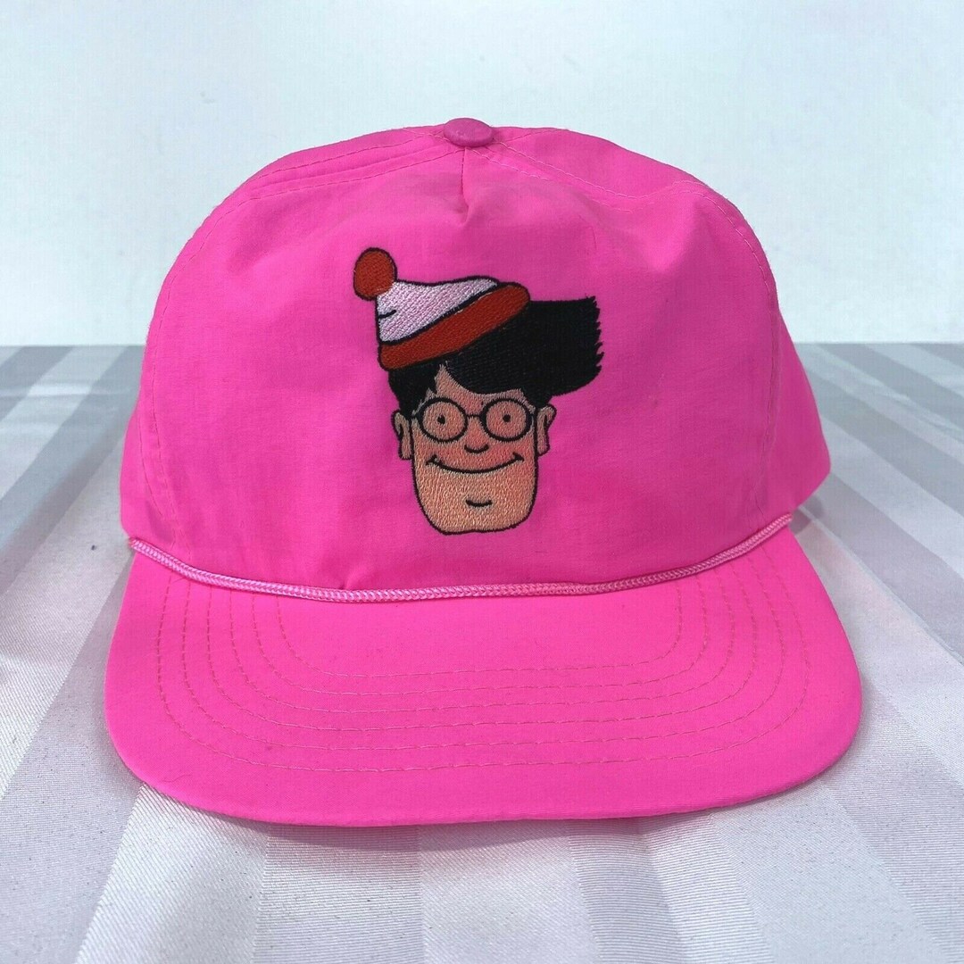 Wheres Waldo Vintage Snapback Hat Cap Pink 80s Nylon - Etsy