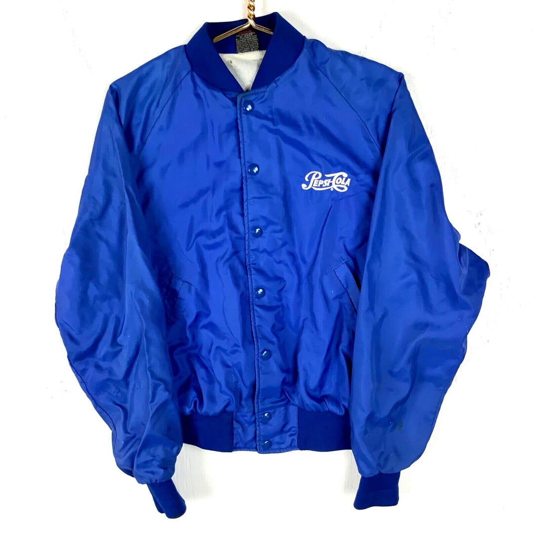 Vintage Pepsi Cola Windbreaker Jacket Medium Blue Snap Button Lined 90s ...