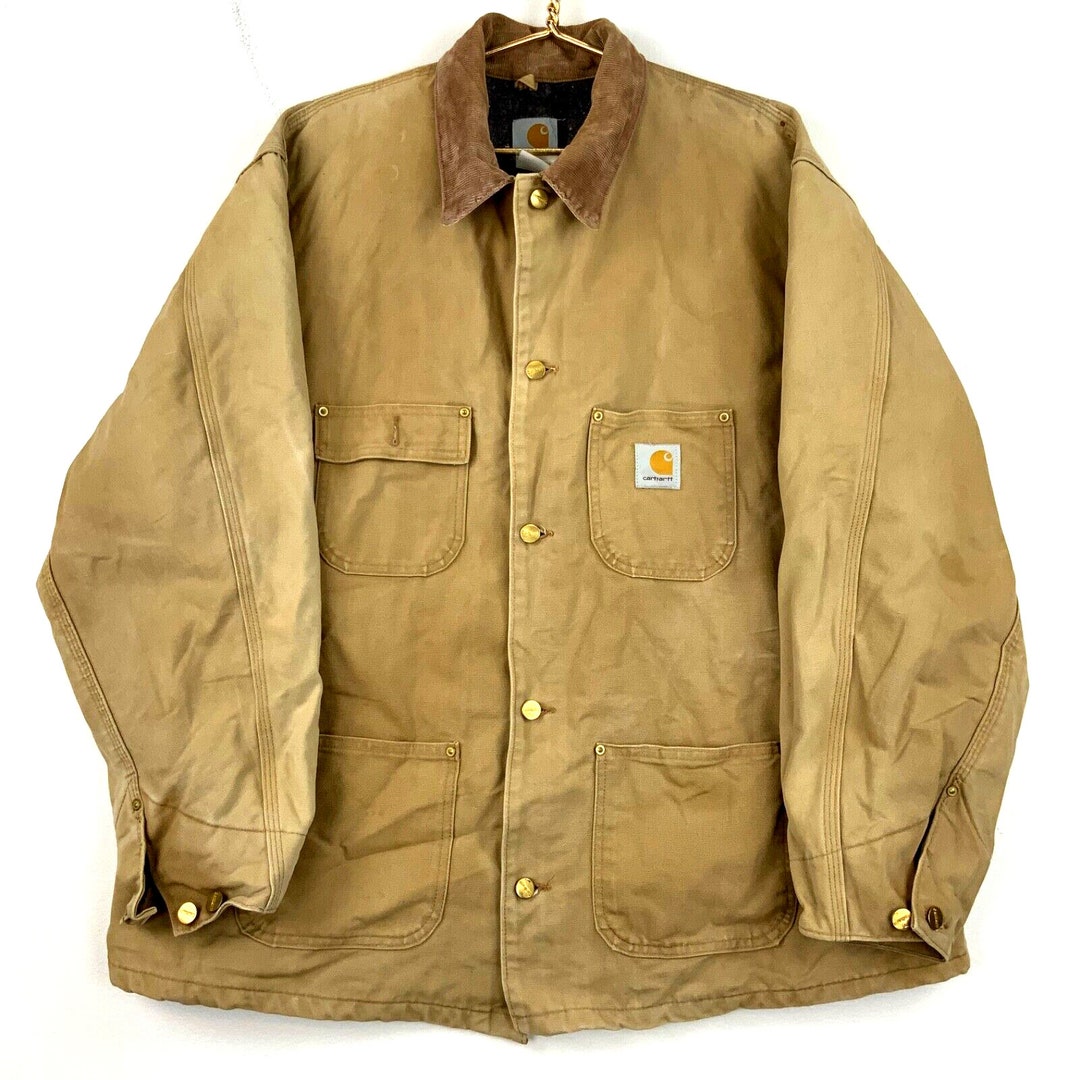 Vintage Carhartt Canvas Blanket Lined Chore Work Jacket Size 48 Brown Workwear - Etsy