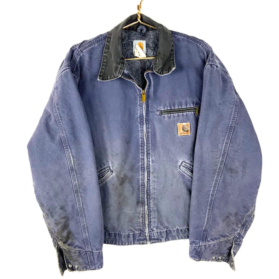Vintage Carhartt Detroit Jacket Extra Large Blue Full Zip Blanket Lined ...
