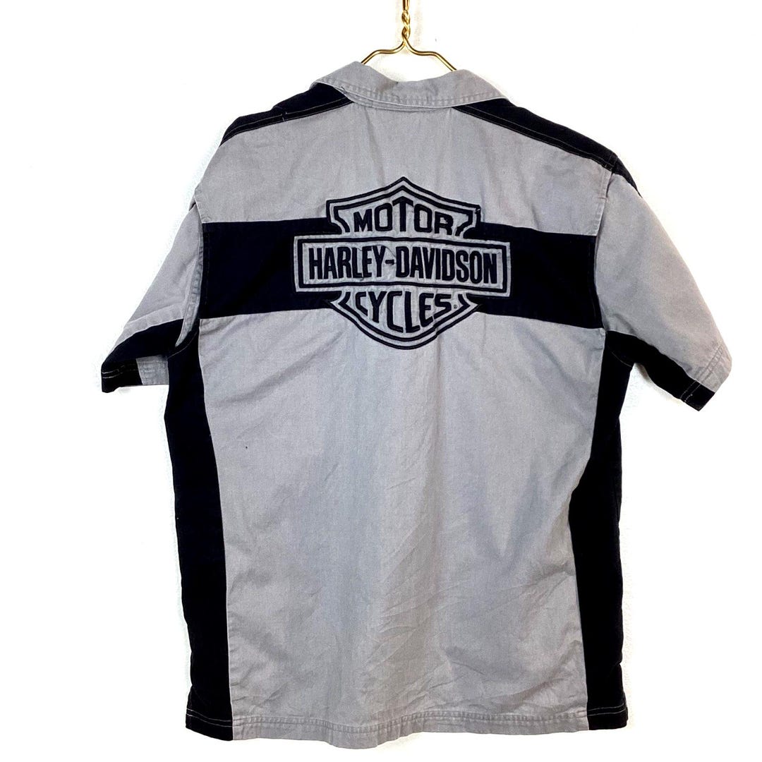 Harley Davidson Motorcycles Work Shirt Size Medium Gray Short Sleeve ...