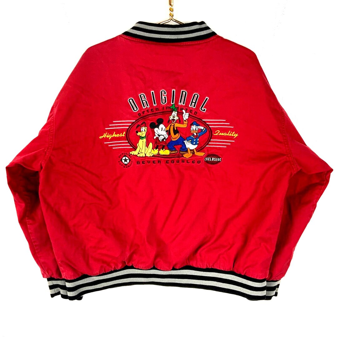Vintage Mickey Mouse Disney Bomber Jacket XL Red Full Zip 90s - Etsy