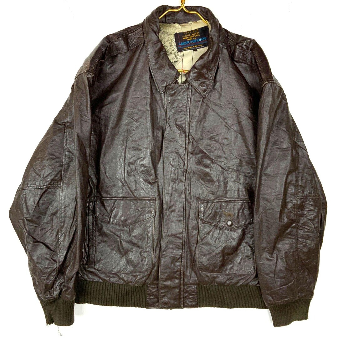 Vintage American Born Type A-2 Leather Army Flight Jacket XL Brown Full ...