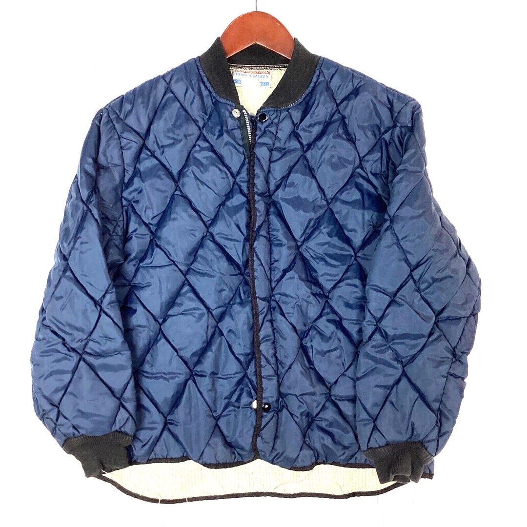 Vintage 1980s Quilted Insulated Puffer Jacket Size Small Blue Full Zip ...