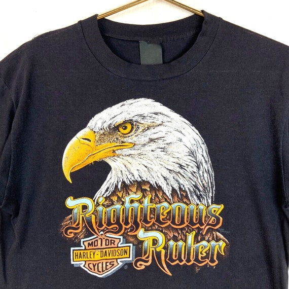 Vintage Harley Davidson 3D Emblem Righteous Ruler T-S… - Gem